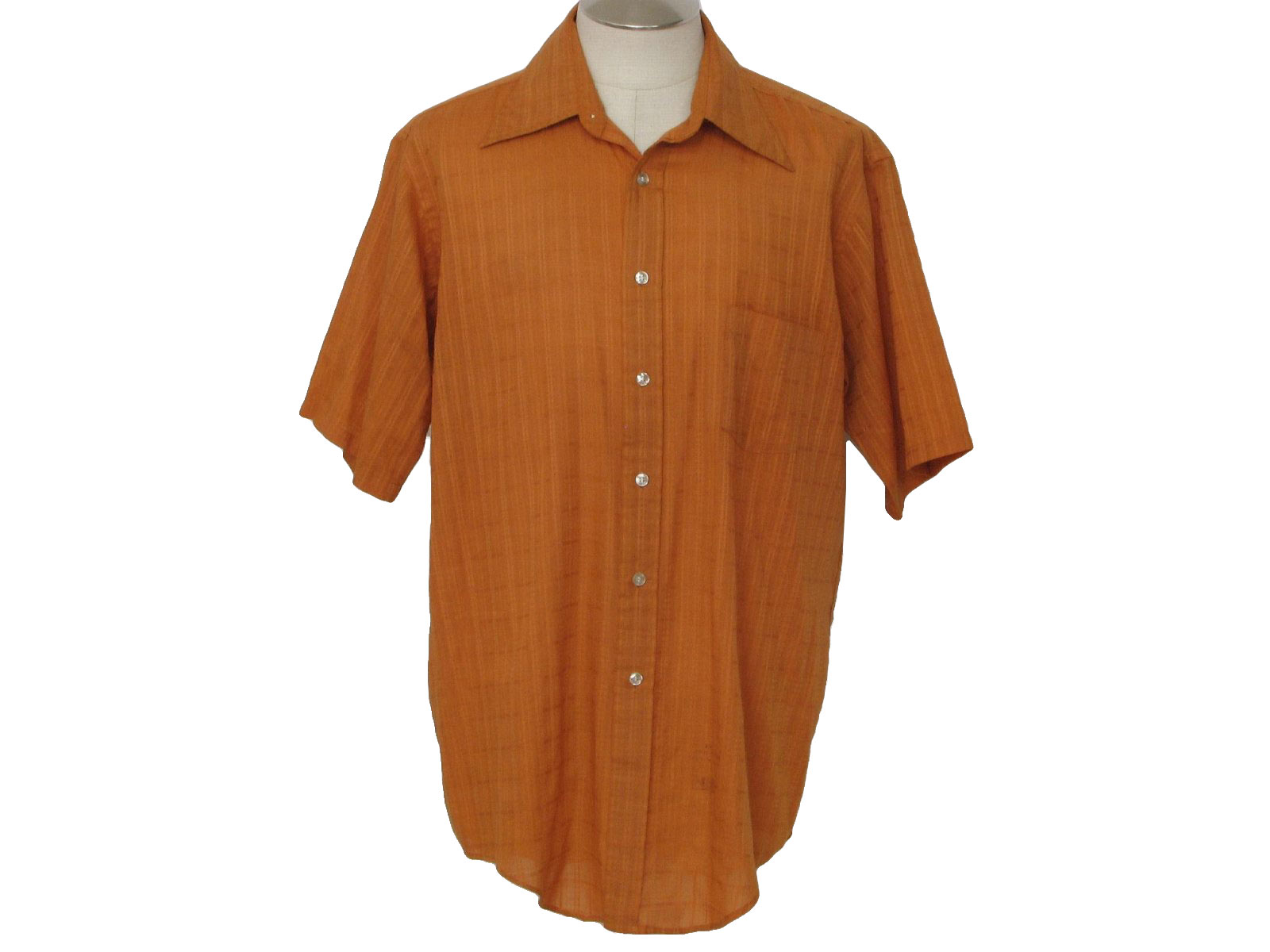 70s Vintage Enro Shirt 70s Enro Mens Burnt Orange Short Sleeve