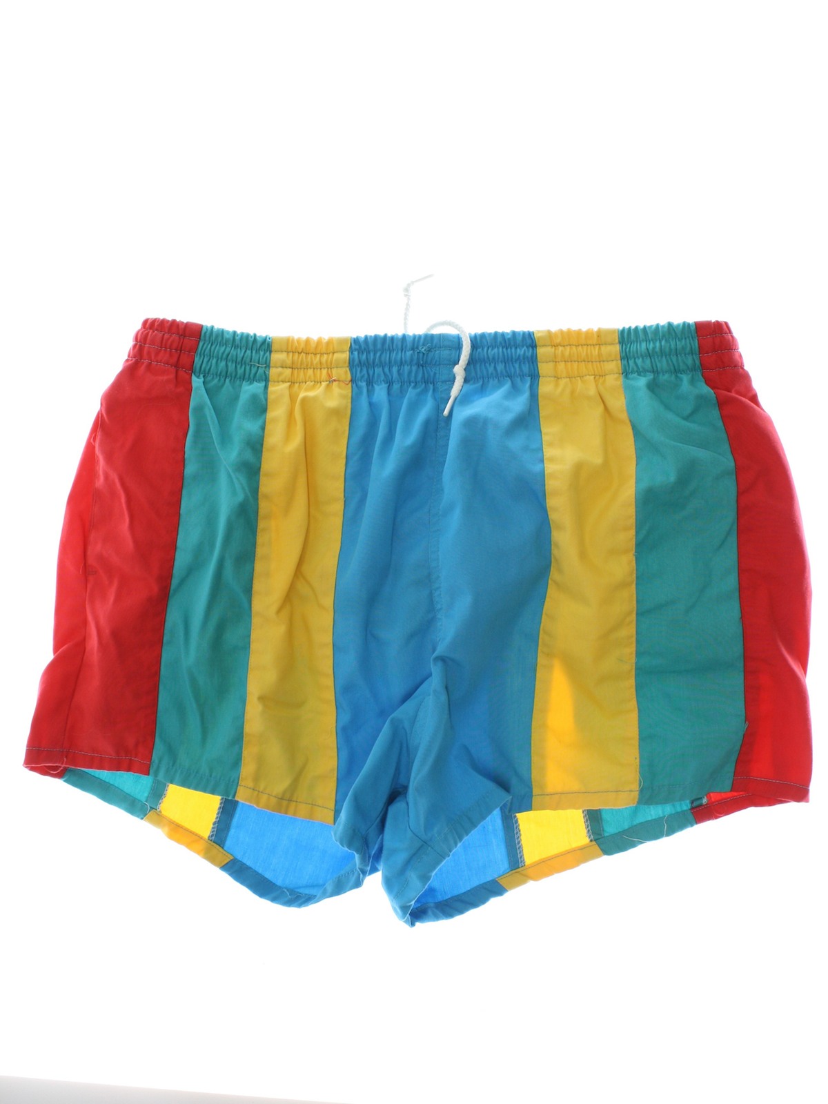 1980s Retro Swimsuit Swimwear 80s Freestyle Mens Blue Teal Yellow