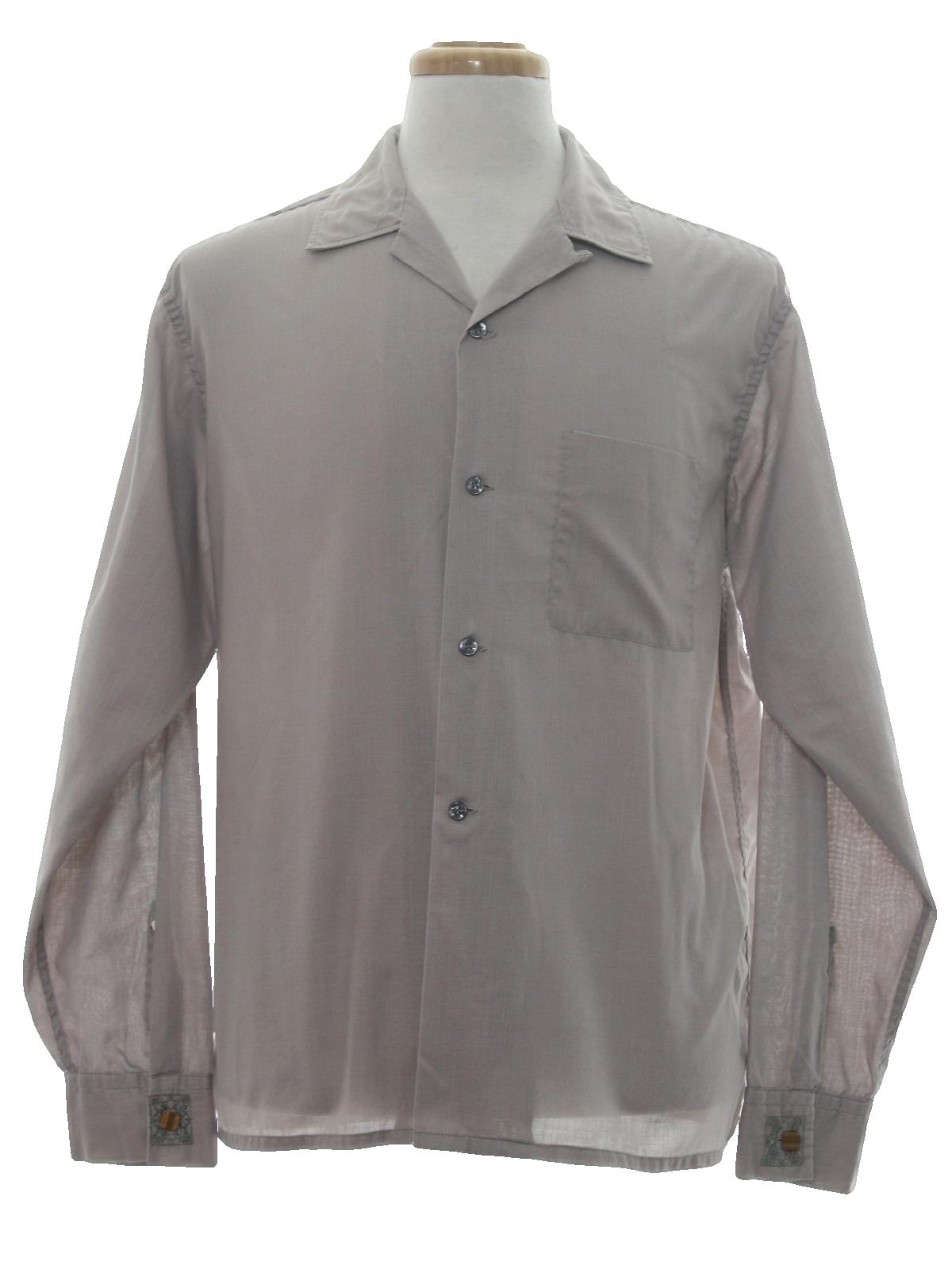 Vintage 60s Shirt: 60s -La Paz California- Mens gray polyester cotton ...