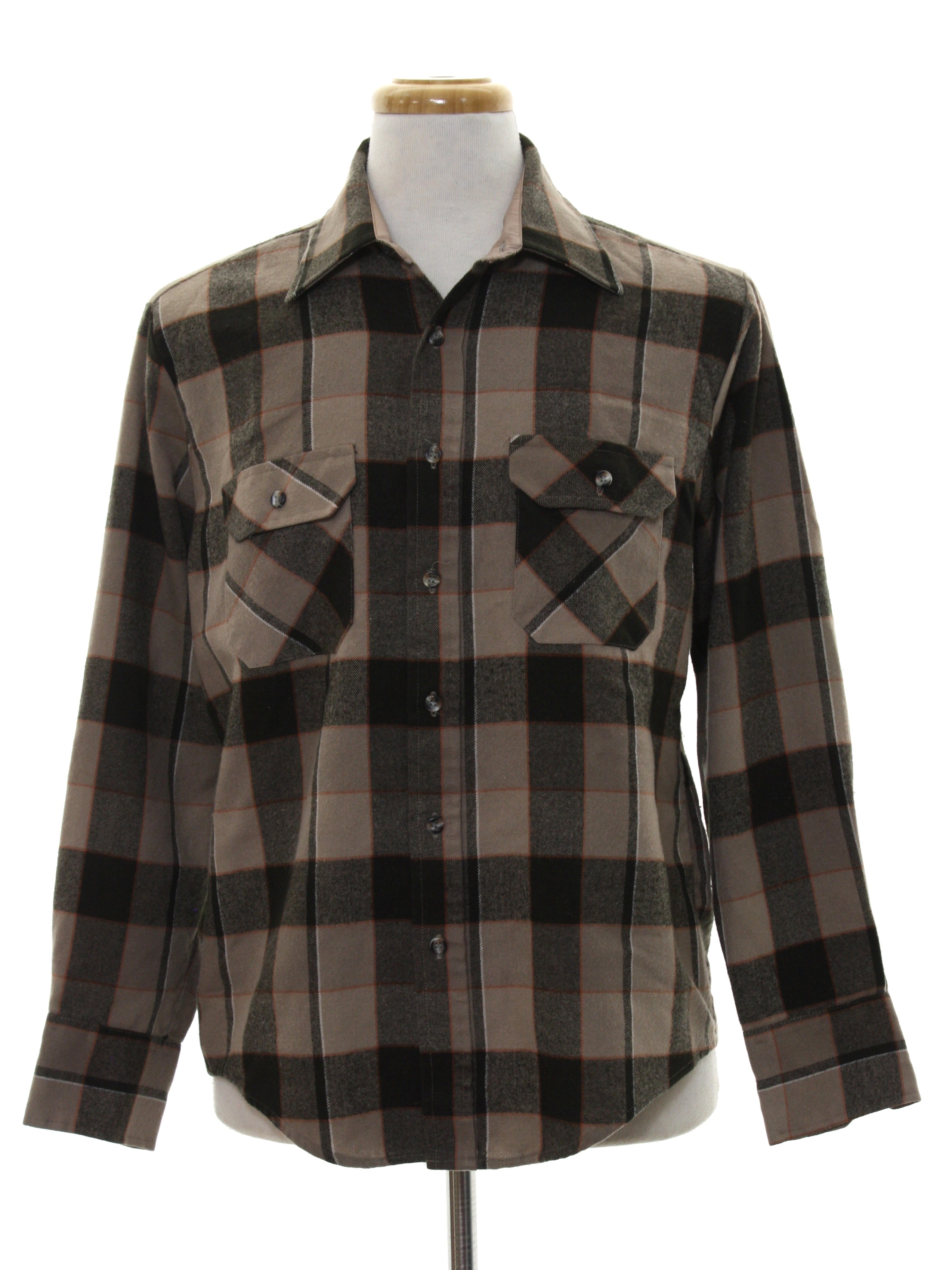 80s Vintage Shirt 80s Northwest Territory Mens Tan Dark Brown