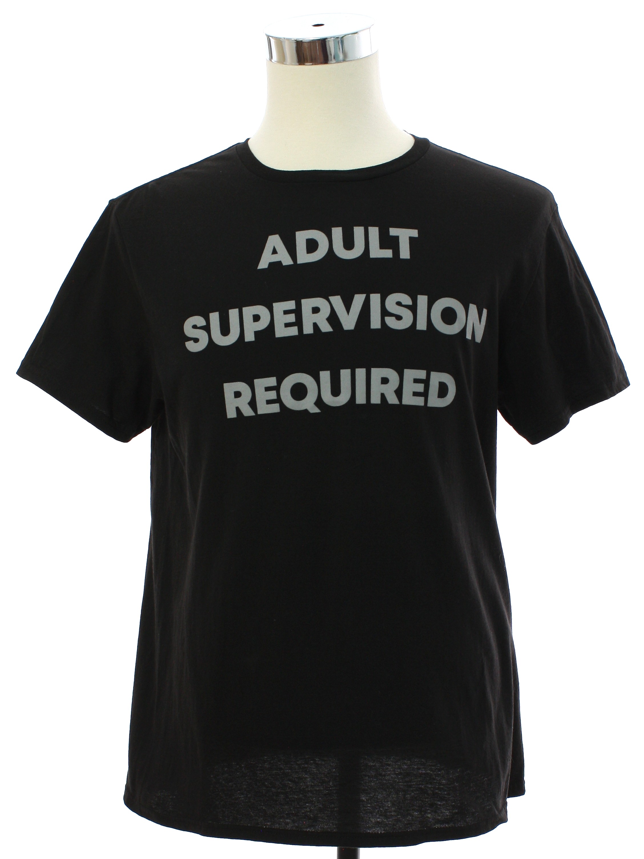 T Shirt 90s Mens Black Background With Gray Adult Supervision
