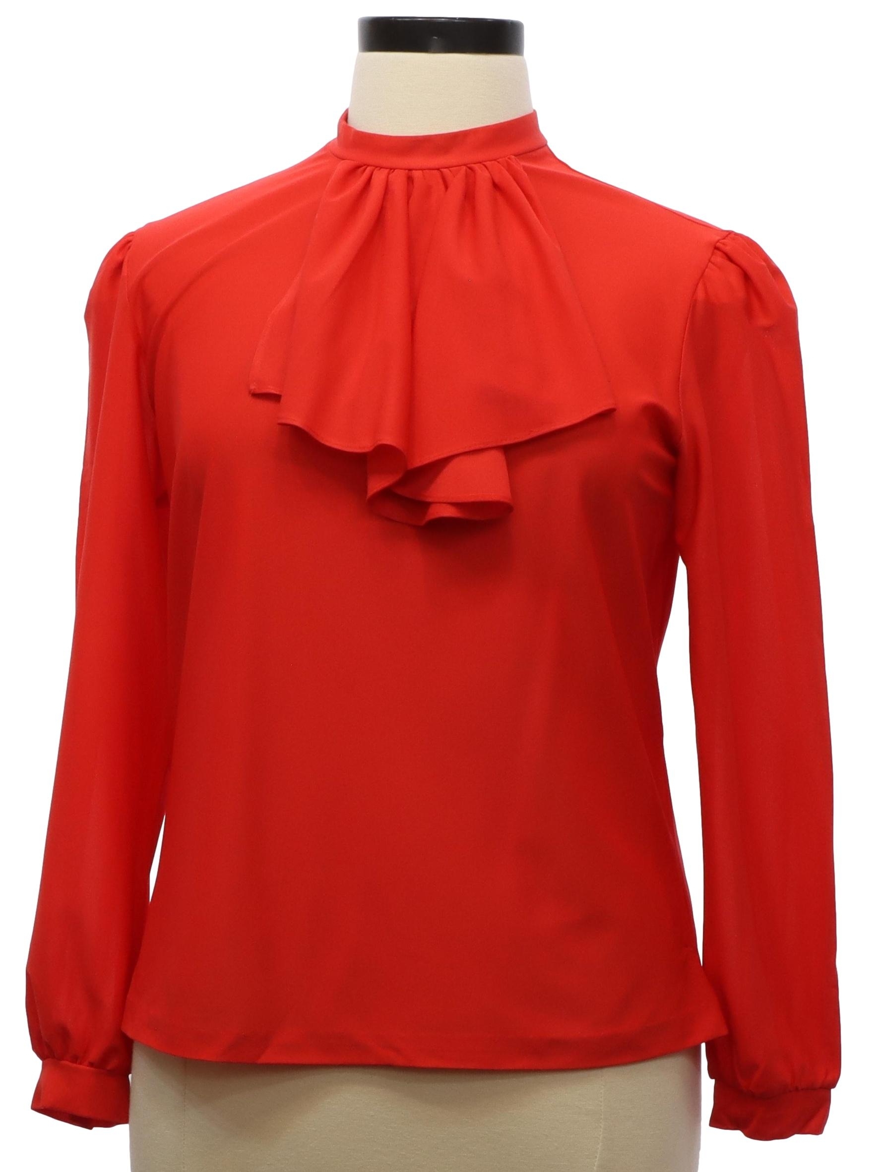80s Vintage Shirt 80s Anthony Richards Womens Red Polyester Button