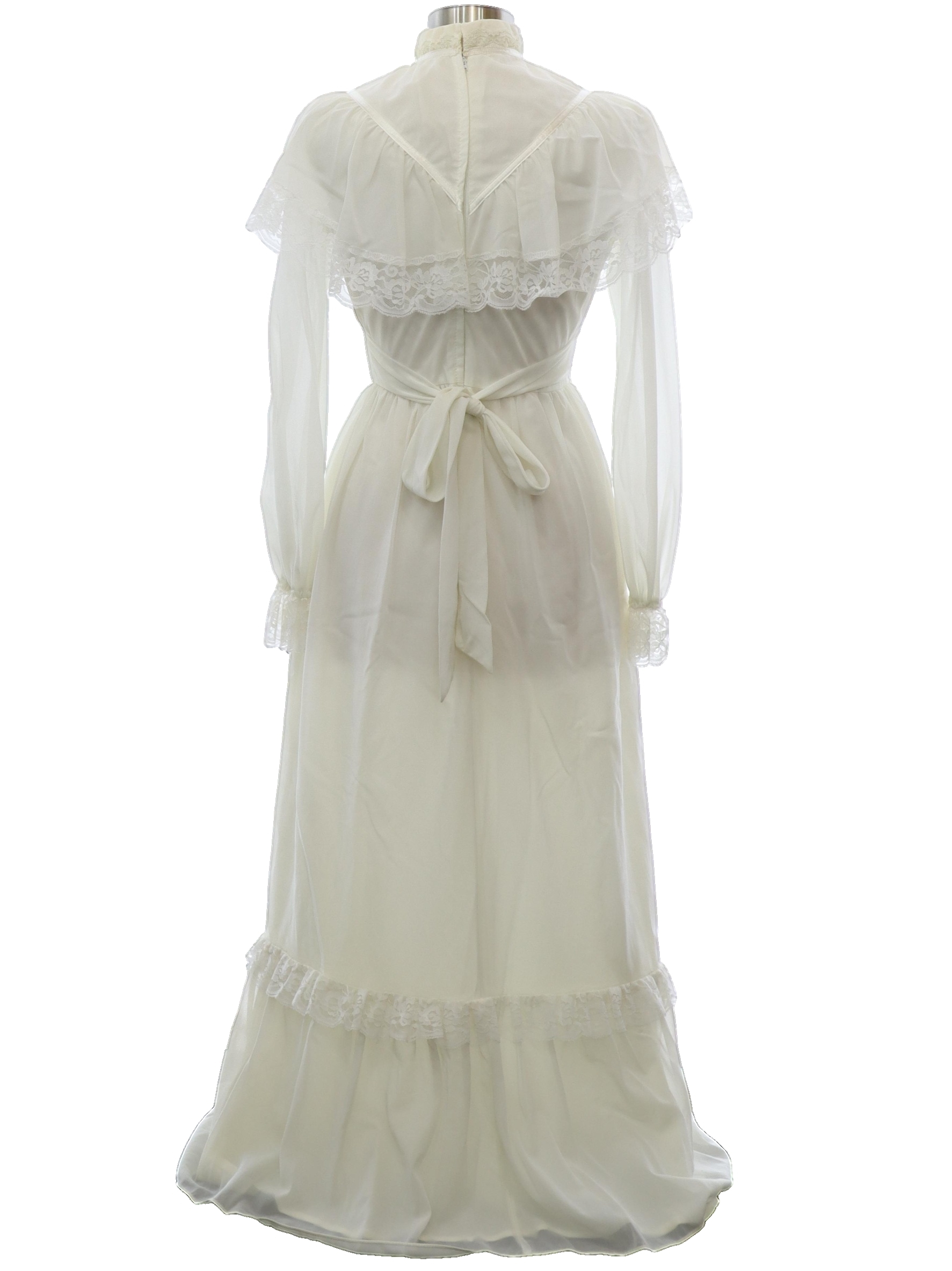 Retro 1970s Hippie Dress Home Sewn 70s Home Sewn Womens White